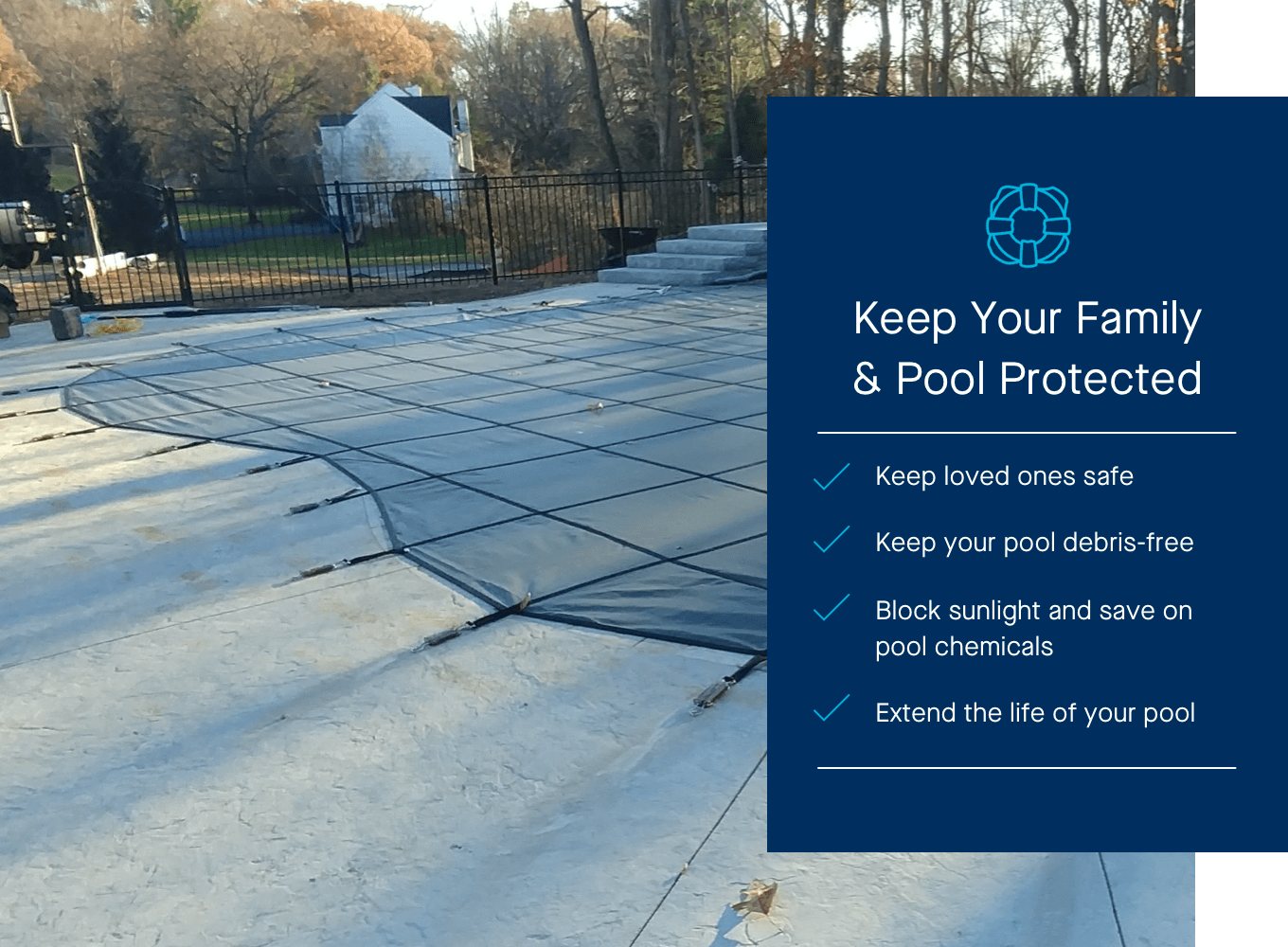 Solid & Mesh Winter Safety Pool Covers - Latham Pools - CA