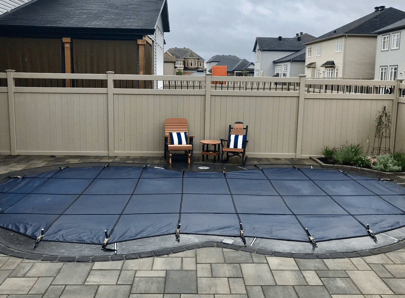 Solid & Mesh Winter Safety Pool Covers - Latham Pools - CA